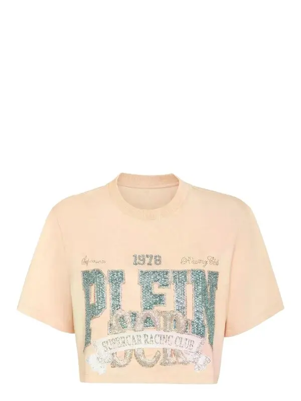 Philipp Plein Vintage-print Cropped T-shirt - Neutrals