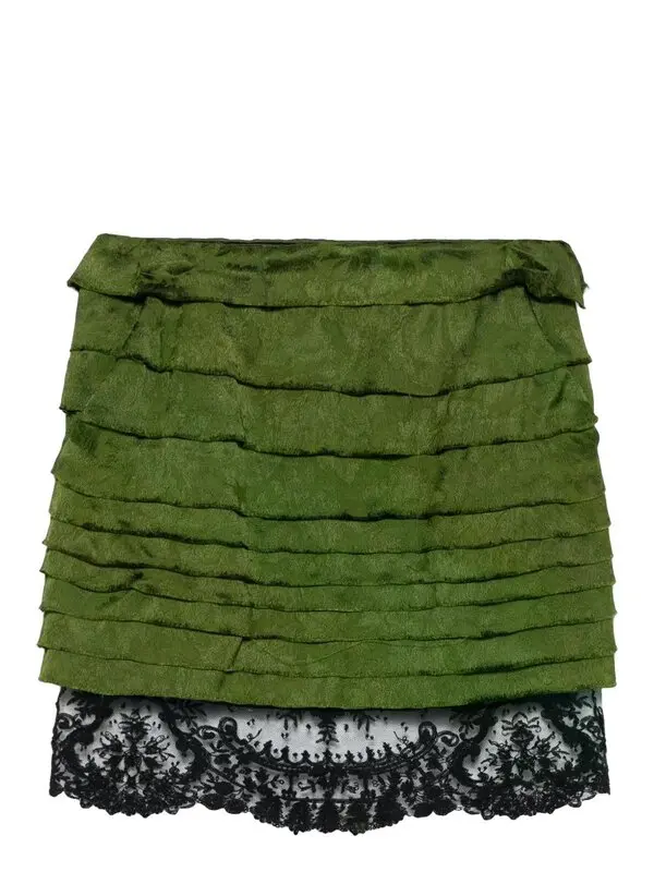 Saint Laurent Ruffled Mini Skirt - Green