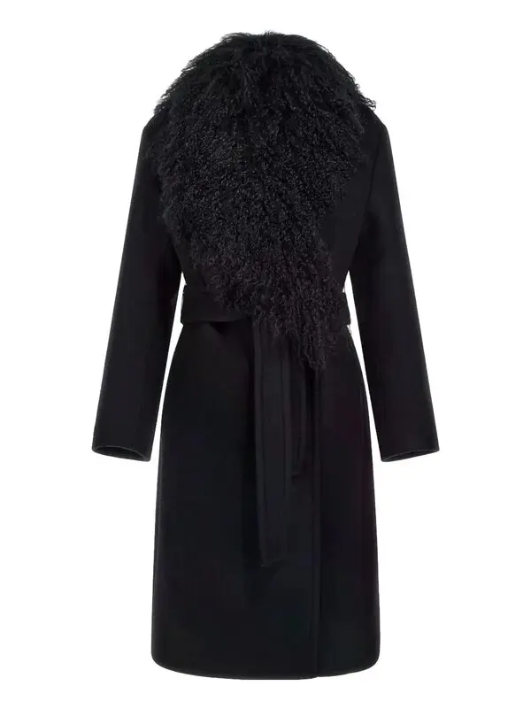 Roberto Cavalli Long Sleeve Shearling-collar Coat - Black