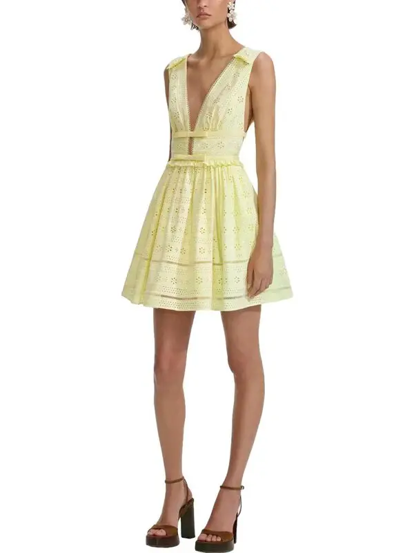 SELF-PORTRAIT Cotton Dress - Yellow