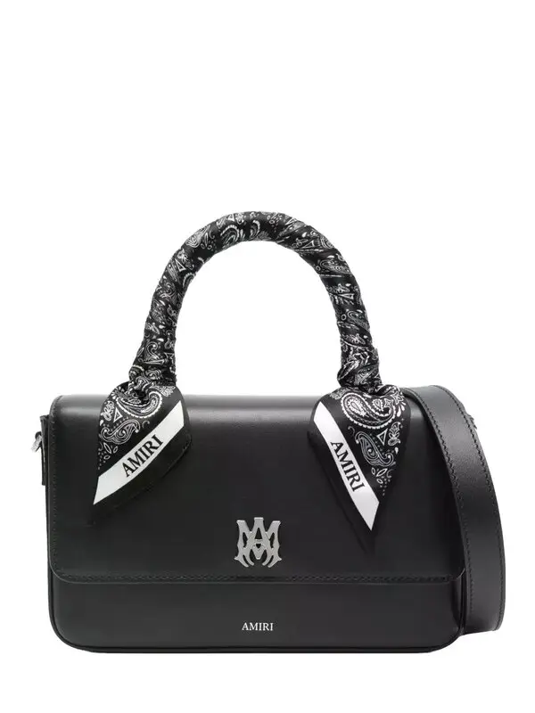 Amiri Leather Handbag With Bandana Detail - Black