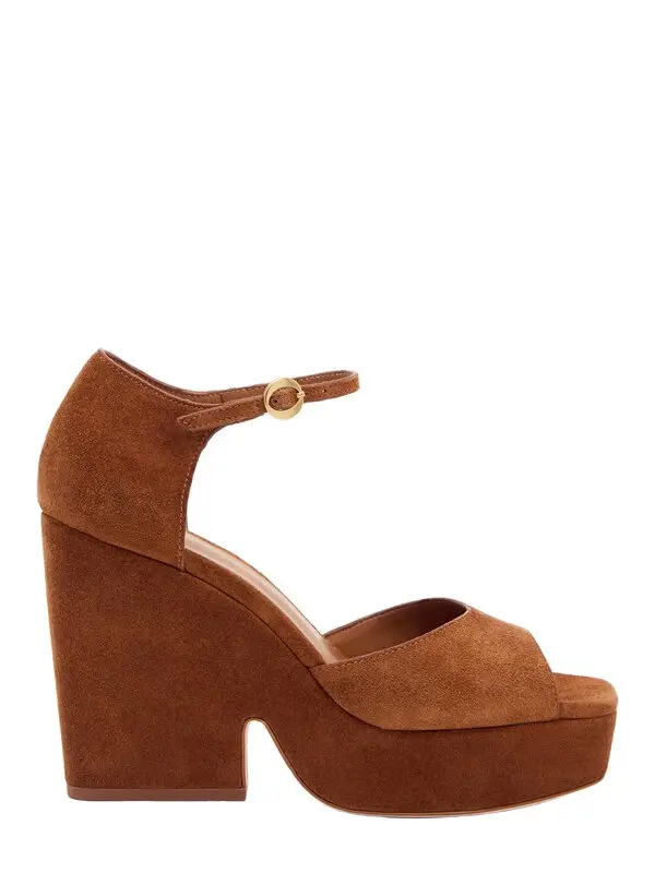 REFORMATION Platform Peep-toe Sandal With Ankle Strap - Brown