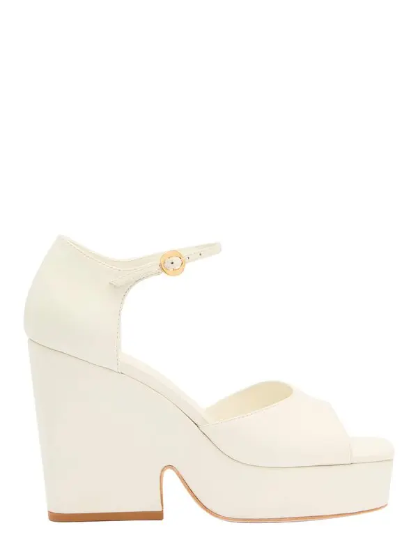 REFORMATION Platform Peep-toe Sandal With Ankle Strap - Ivory