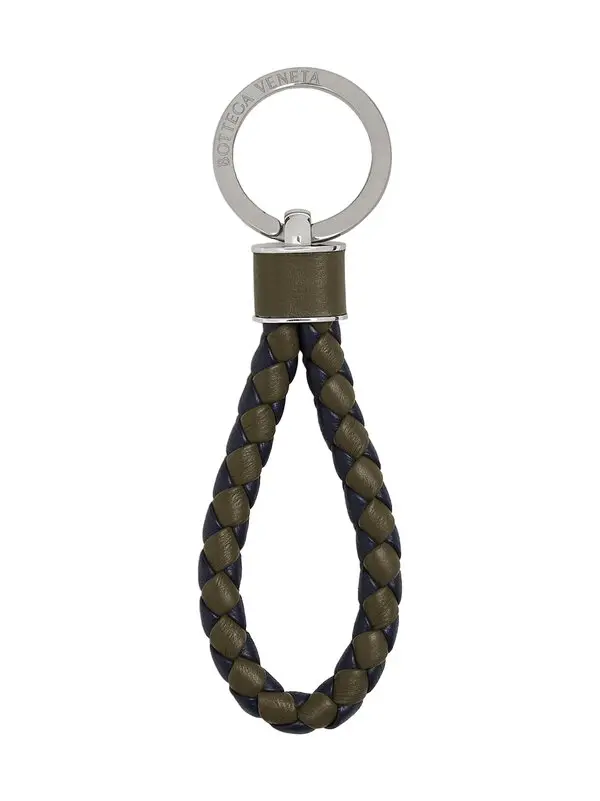 Bottega Veneta Leather Intreccio Key Ring - Green