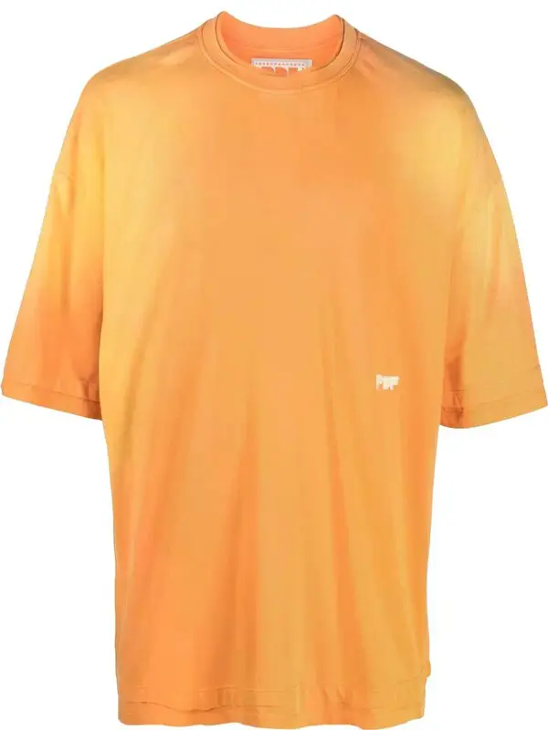 PDF Logo-embroidered Cotton T-shirt - Orange