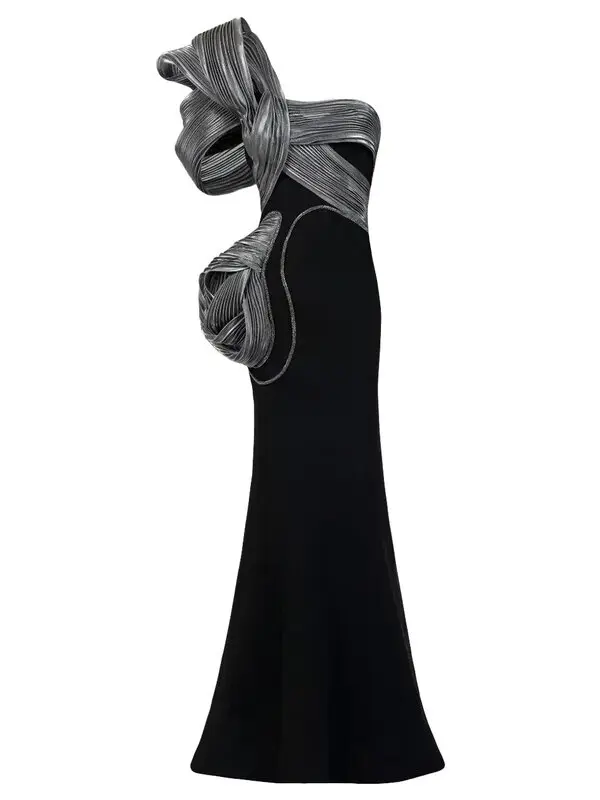 GABY CHARBACHY One-shoulder Mermaid Gown - Black
