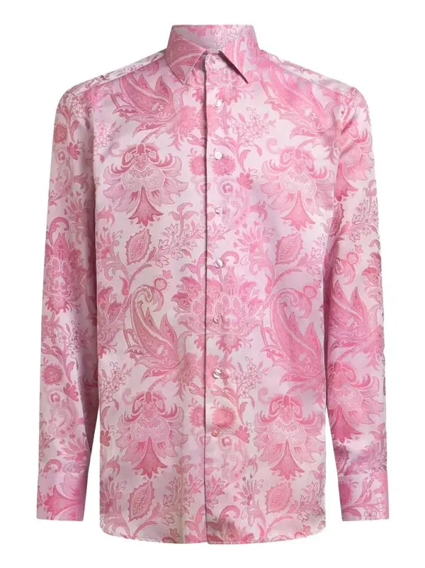 Etro Paisley-jacquard Cotton Shirt - Pink