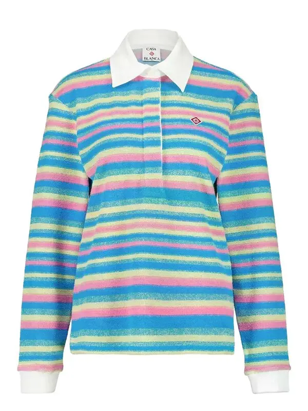 Casablanca Striped Polo Top - Blue
