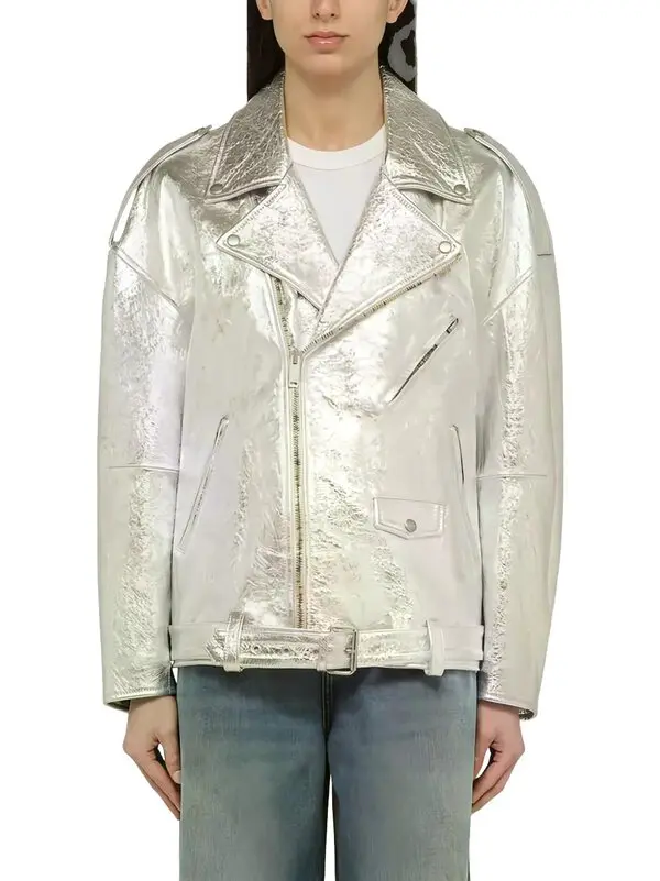 HALFBOY Leather Biker Jacket - Silver