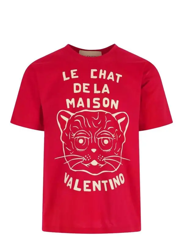 Valentino Garavani Le Chat De La Maison-print T-shirt - Red