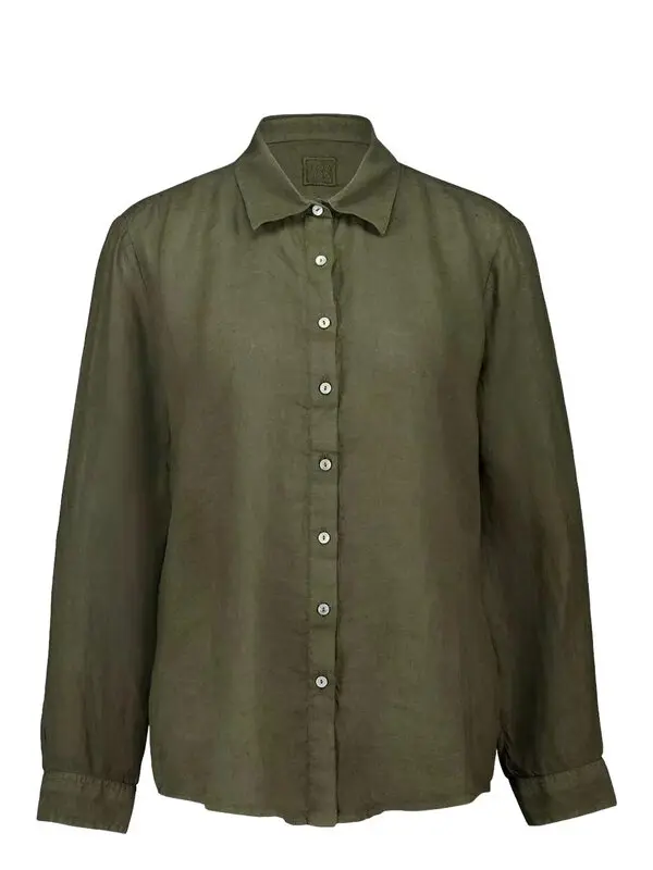 120% Lino Linen Button Down Shirt - Green