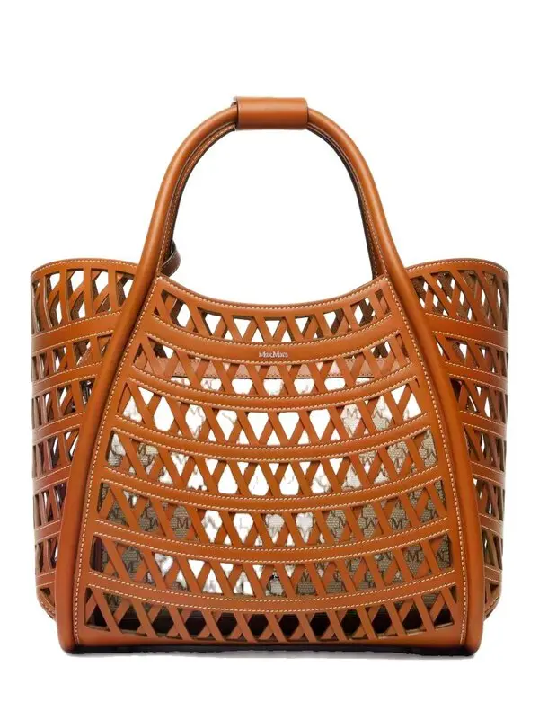 Max Mara Laser-cut Leather Tote Bag - Brown