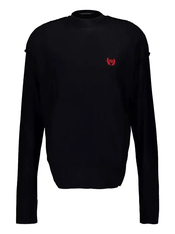 Balenciaga Logo-embroidered Sweater - Black