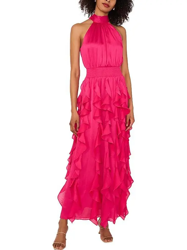 1.State Cascading Ruffle Maxi Dress - Beetroot Purple