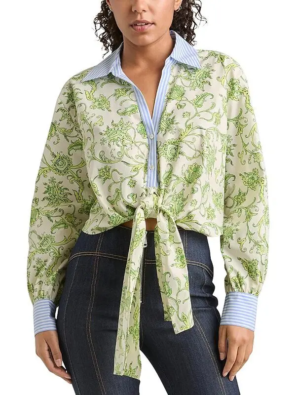 Cinq À Sept Ivy Paisley Poplin Blouse - Ivory Multi/ Hydrangea