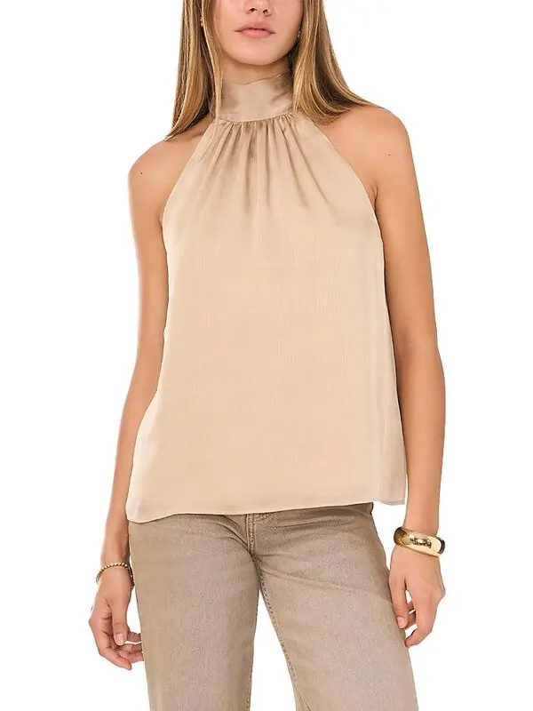 1.State High Neck Tie Neck Blouse - Champagne
