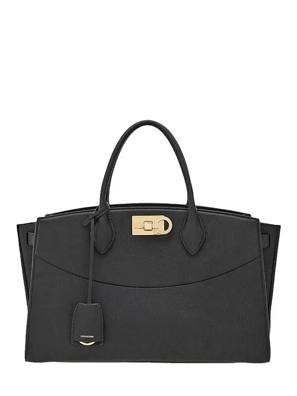 FERRAGAMO Soft Studio Large Tote Bag - Nero