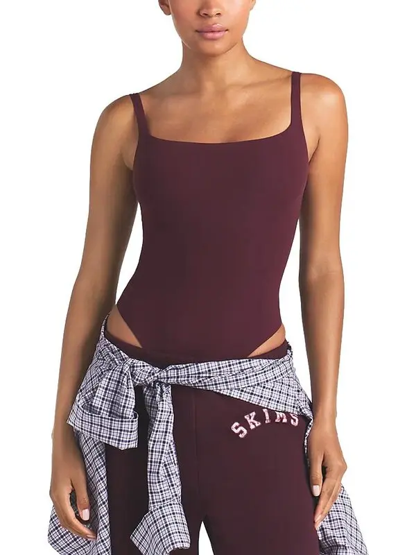 SKIMS Fits Everybody Square Neck Bodysuit - Currant