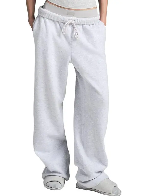 SKIMS Straight Leg Fleece Pants - Light Heather