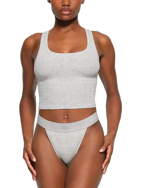 SKIMS Cotton Rib Tank Top - Light Heather