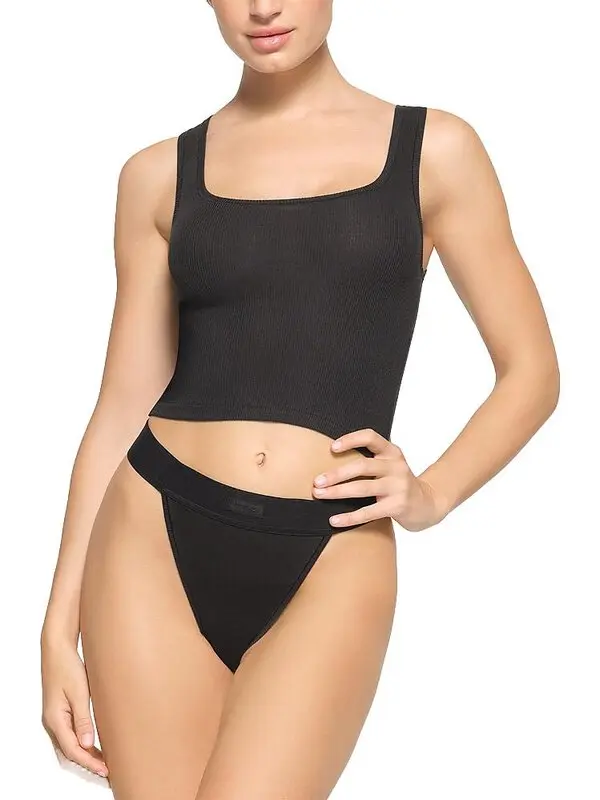 SKIMS Cotton Rib Tank Top - Soot