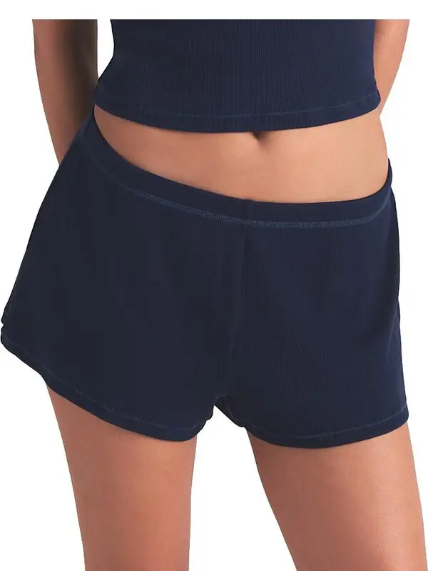 SKIMS Cotton Stretch Rib Loose Shorts - Navy