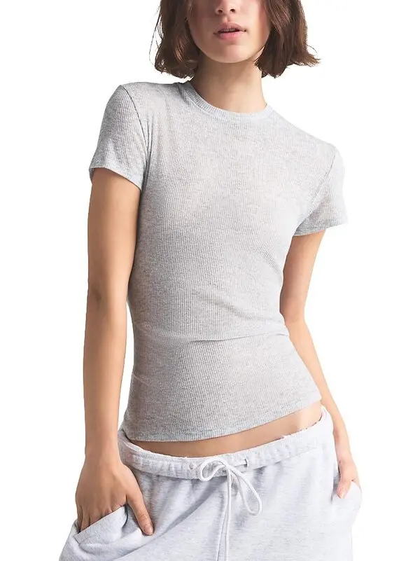 SKIMS Sheer Cotton Crewneck Tee - Light Heather Grey
