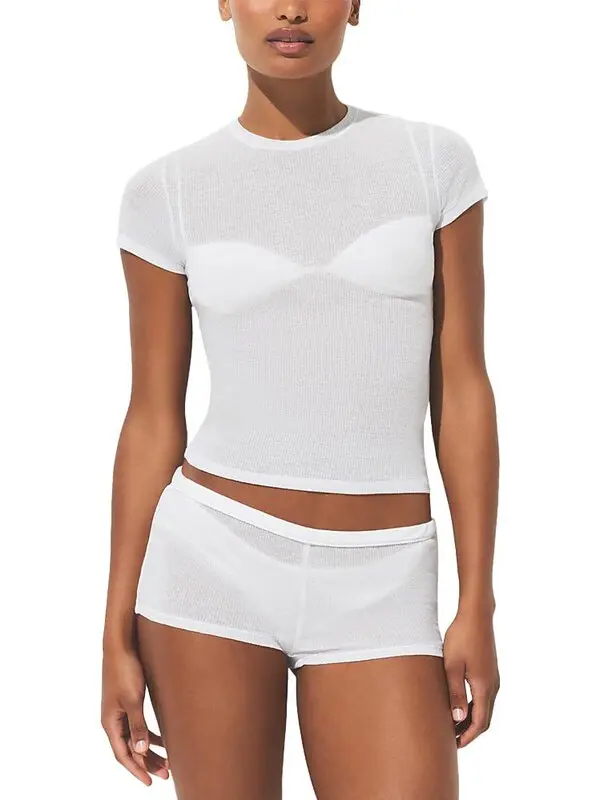 SKIMS Sheer Cotton Crewneck Tee - Snow