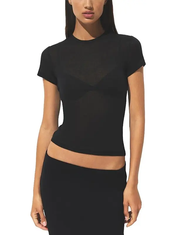 SKIMS Sheer Cotton Crewneck Tee - Soot