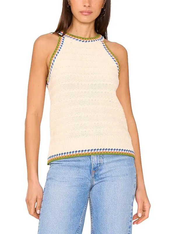 Vince Camuto Pointelle Halter Tank Top - French Vanilla