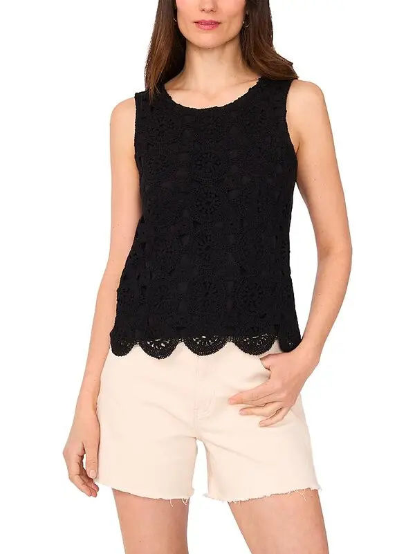 Vince Camuto Crochet Front Tank Top - Rich Black
