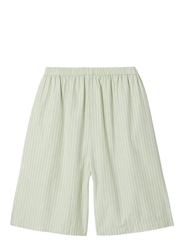 THE ROW Zinnia Striped Cotton-poplin Shorts - Green