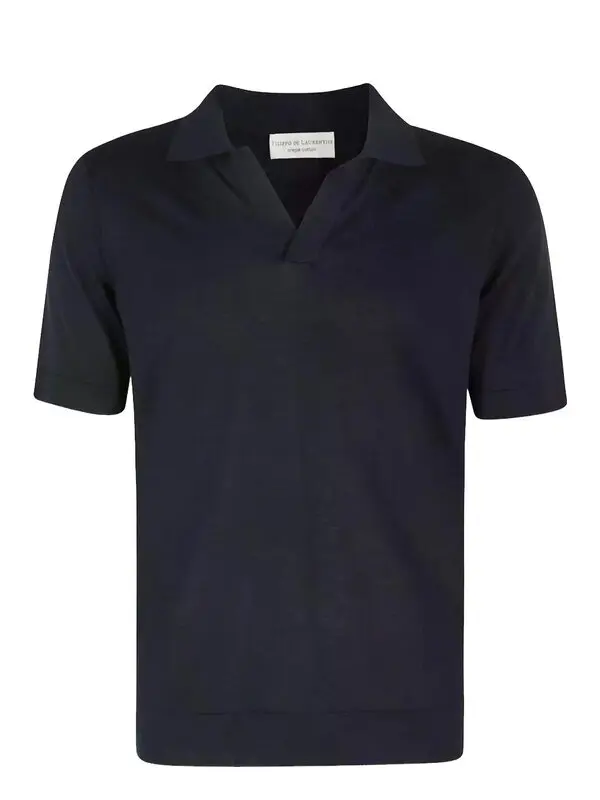 FILIPPO DE LAURENTIIS Polo-collar Short-sleeve Top - Blue