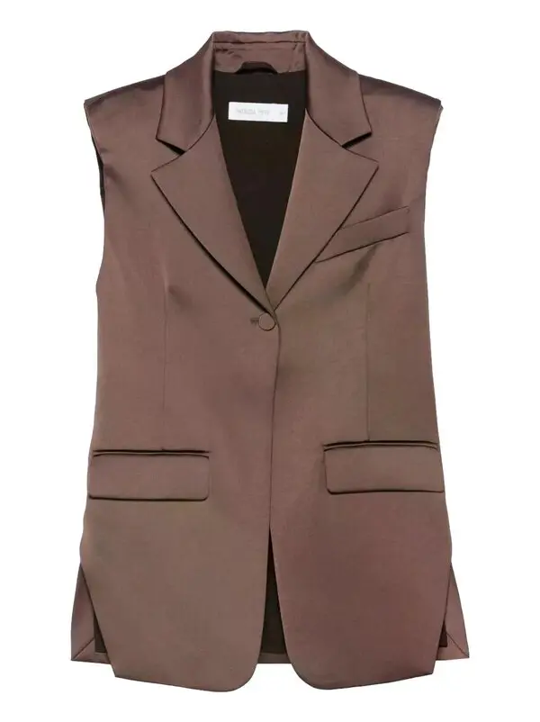 Patrizia Pepe Satin Waistcoat - Brown