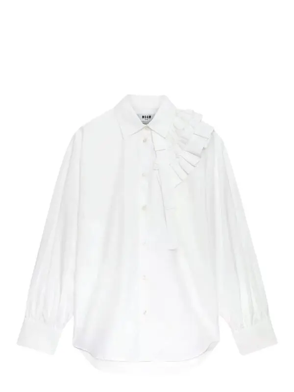 MSGM Ruffle-detail Long-sleeved Shirt - White