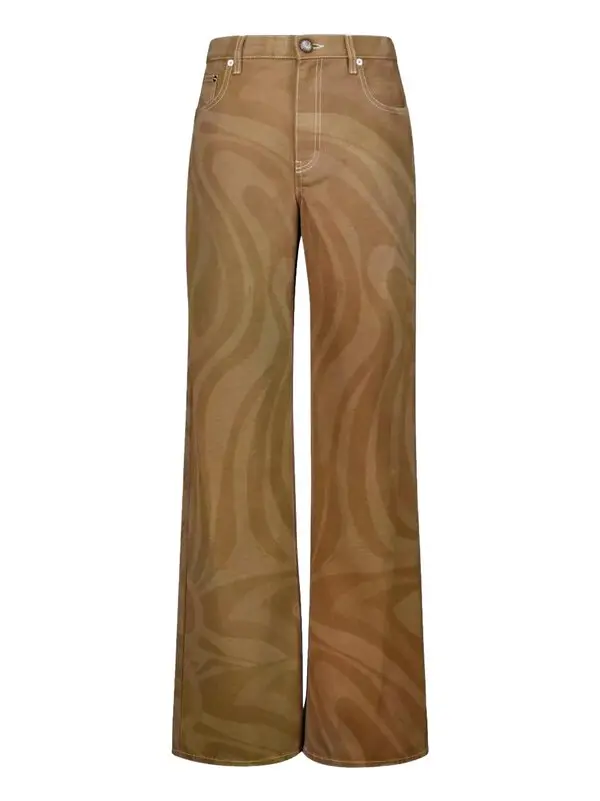 Emilio Pucci Marmo-print Canvas Trousers - Neutrals