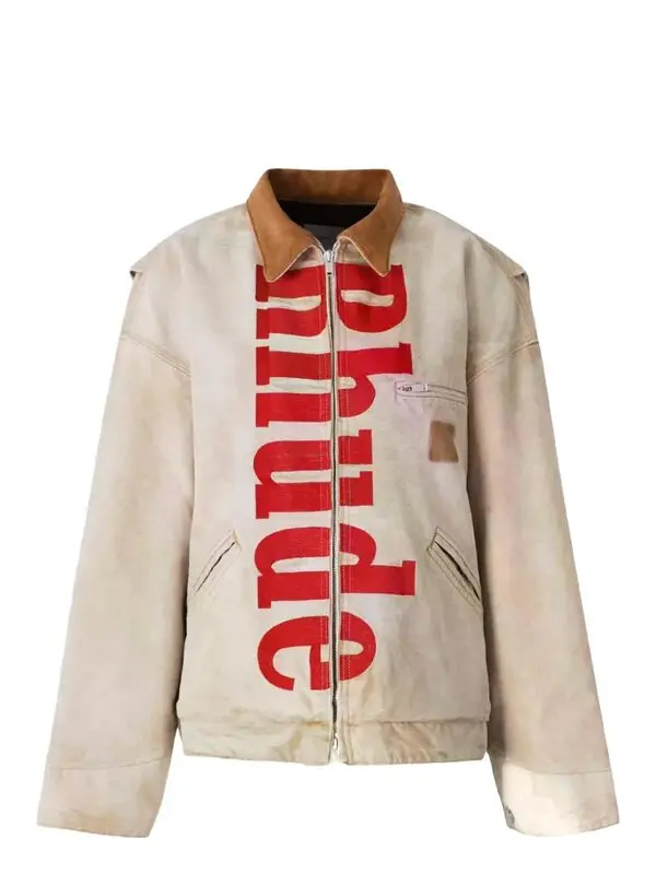 Rhude Zip-up Logo Bomber Jacket - Neutrals