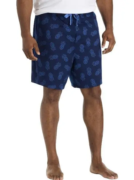 HARBOR BAY BY DXL Big & Tall Pineapple Skull Lounge Shorts - Blue Multi