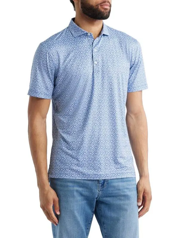 Johnnie-o Four Leaf Clover Print Featherweight Performance Polo - Lake