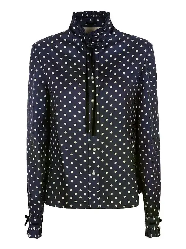 Valentino Garavani Plus De Pois-print Twill Shirt - Blue