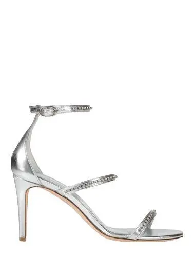 TWINSET Leather Spike Heel Sandals - Silver