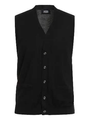 Alpha Studio Merino Wool Knit Cardigan - Black