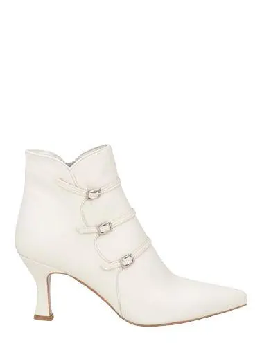 OVYE Leather Ankle Boots With Buckle Detail - Off White