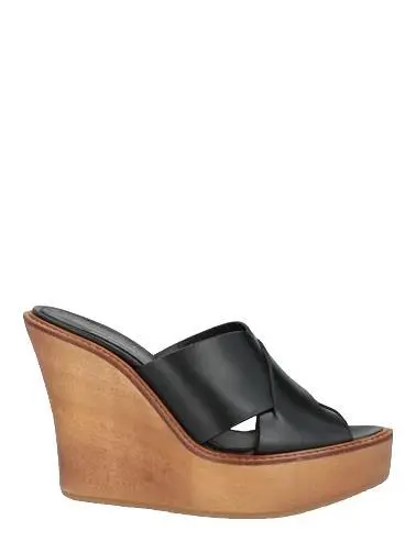 Paloma Berceló Leather Wedge Clogs - Black
