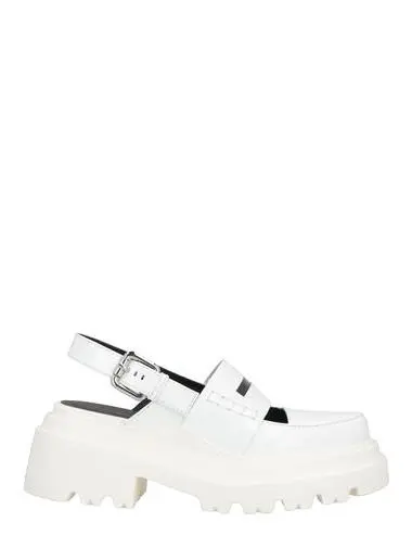 Plan C Leather Slingback Pumps - White