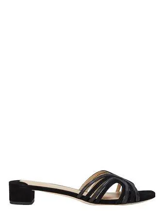 Ralph Lauren Fay Suede And Leather Strappy Sandals - Black
