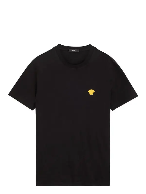 Versace Logo-embroidered Cotton T-shirt - Black