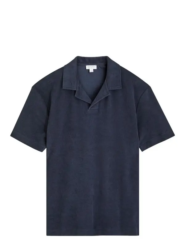 Sunspel Terry Polo Shirt Cotton Polo Shirt - Navy