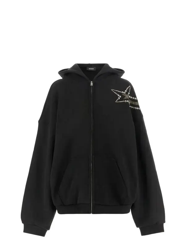 We11Done Star-embellished Zip-up Hoodie - Black
