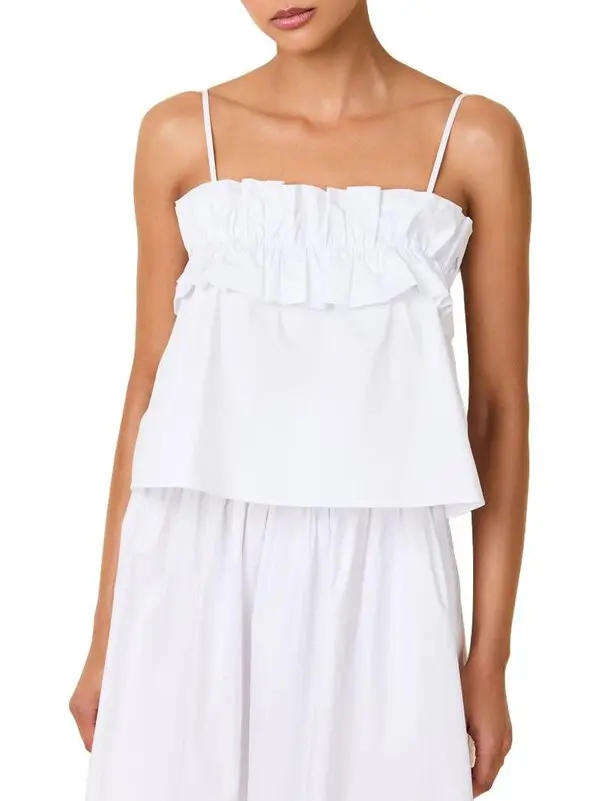 Solid & Striped The Sophie Cotton Ruffle Camisole - Optic White